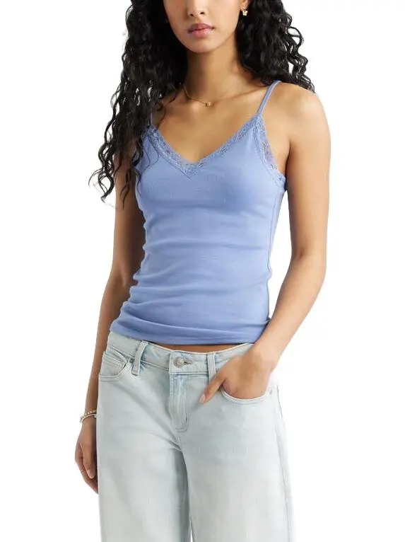 Bp. Lace-trimmed V-neck Camisole - Blue Frost