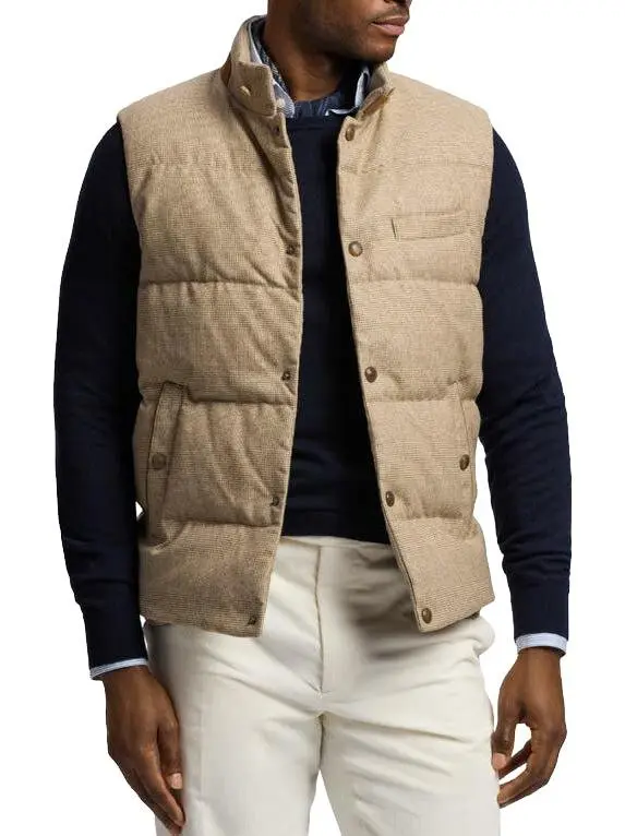Ralph Lauren Purple Label Glen Plaid Wool Puffer Vest - Light Brown