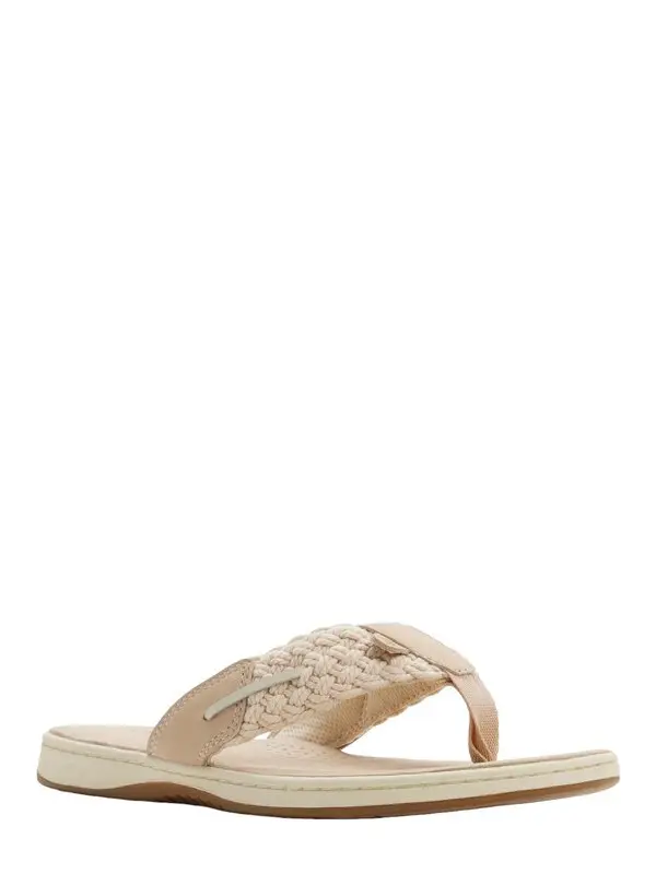 Sperry Braided Thong Sandals - White/bone