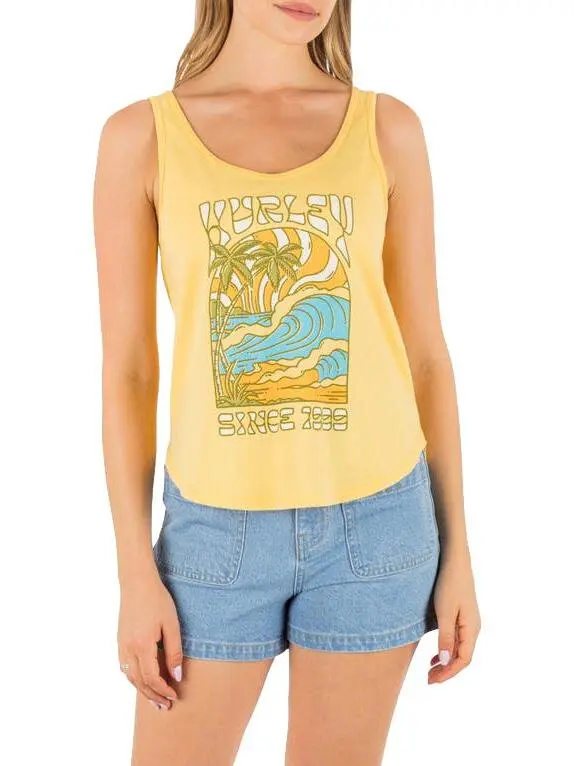 Hurley Cotton Graphic Tank Top - Banana Cream