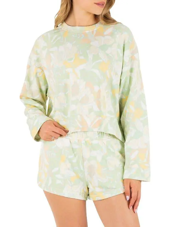 Hurley Safari Floral Boxy Crewneck Sweatshirt - Spray