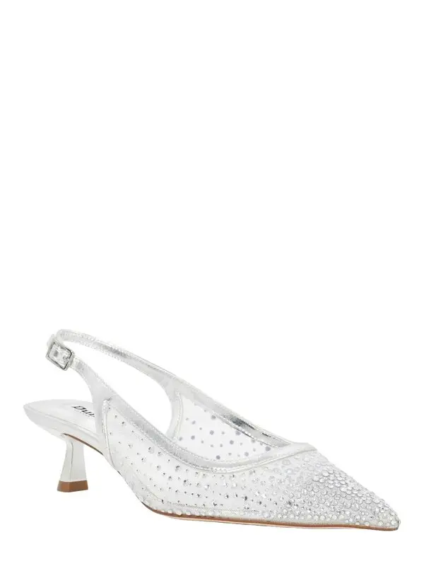 Dune London Ciana Slingback Kitten Heel Pumps - Silver