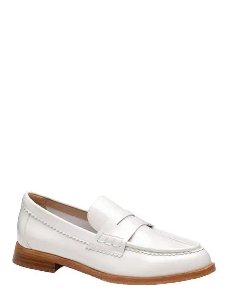 Johnston & Murphy Gillian Patent Leather Penny Loafer - White Patent Leather