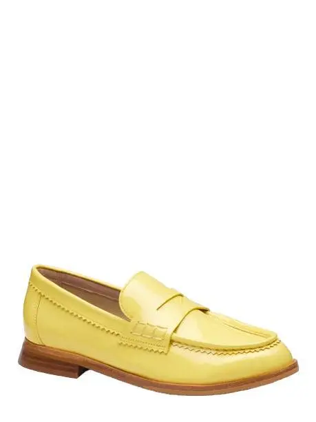 Johnston & Murphy Gillian Patent Leather Penny Loafer - Yellow Patent Leather