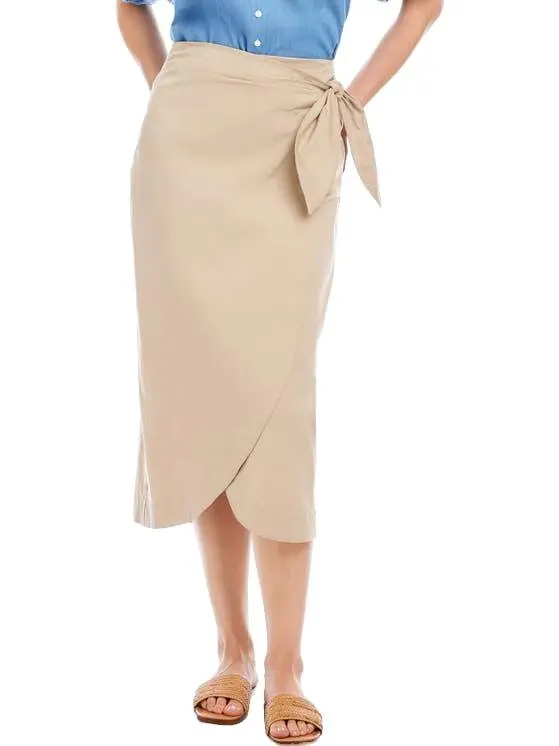 Fifteen Twenty Penelope Wrap Midi Skirt - Stone