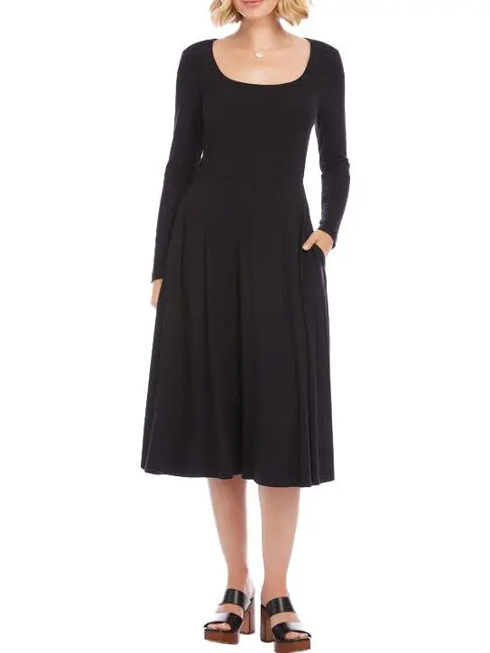 Karen Kane Long Sleeve A-line Dress - Black