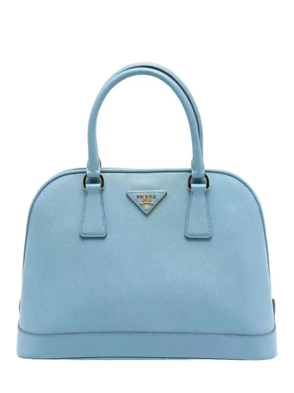 Prada Saffiano Lux Open Promenade Satchel - Blue