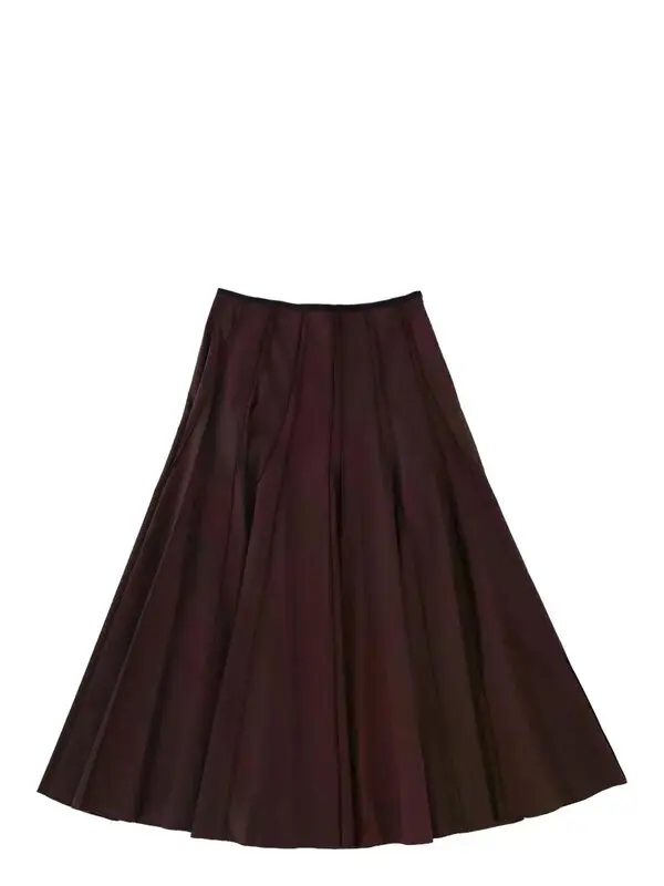 ALYSI Pleated Midi Skirt - Brown
