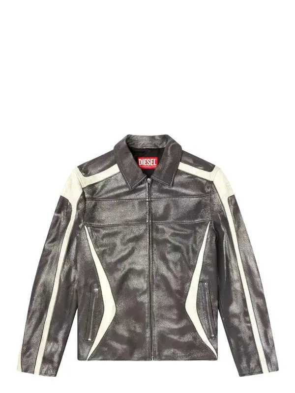 Diesel L-amar-enbi Leather Jacket - Grey
