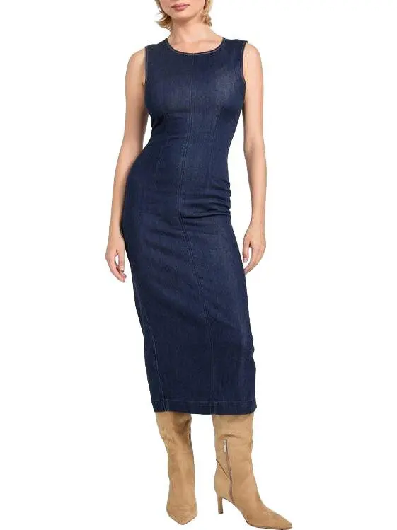 Guess Dahlia Sleeveless Denim Midi Dress - Oaklynn Bright Blue