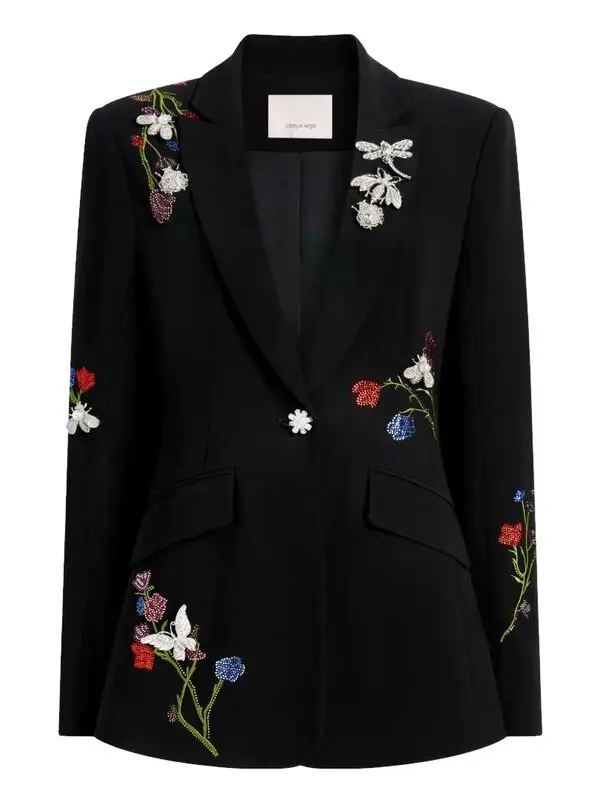 Cinq À Sept Floral-embellished Cheyenne Blazer - Black