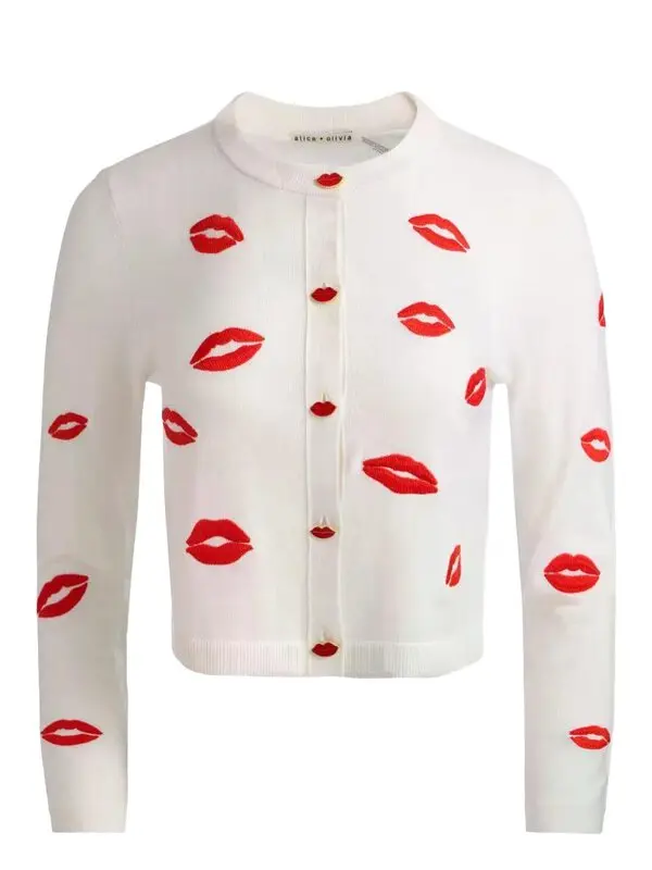 Alice + Olivia Lips-print Cardigan - Neutrals