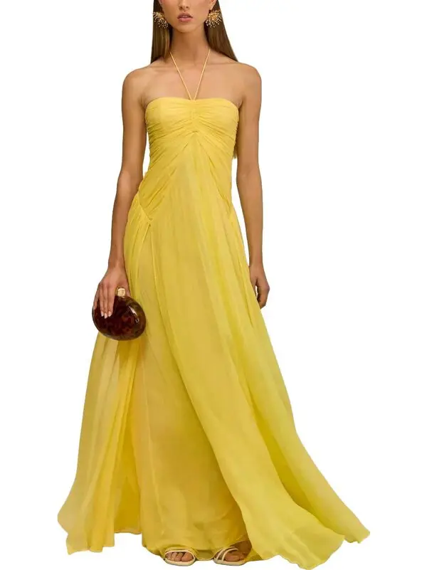 Cult Gaia Ritz Gathered Gown - Yellow