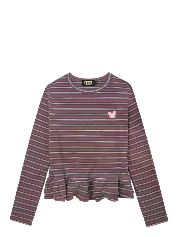 MINI CREAM Striped Ruffled T-shirt - Purple