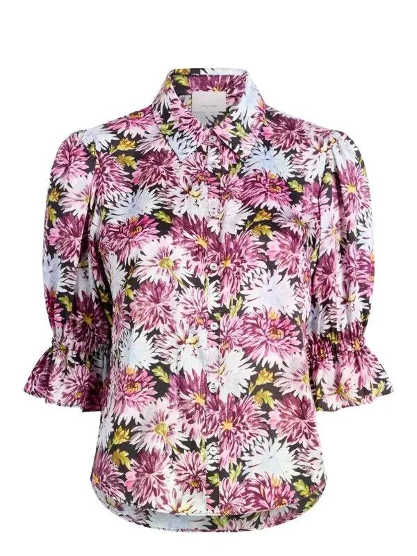 Cinq À Sept Dahlia Print Ruffled Top - Pink