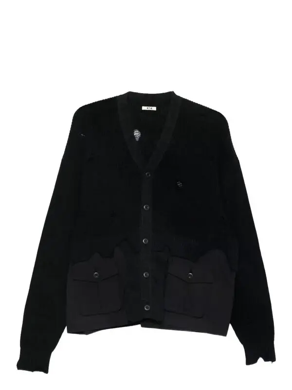 KHOKI Distressed Pocket Cardigan - Black