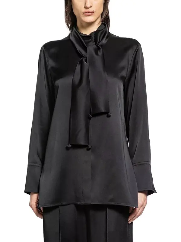 JIL SANDER Tie-neck Satin Blouse - Black