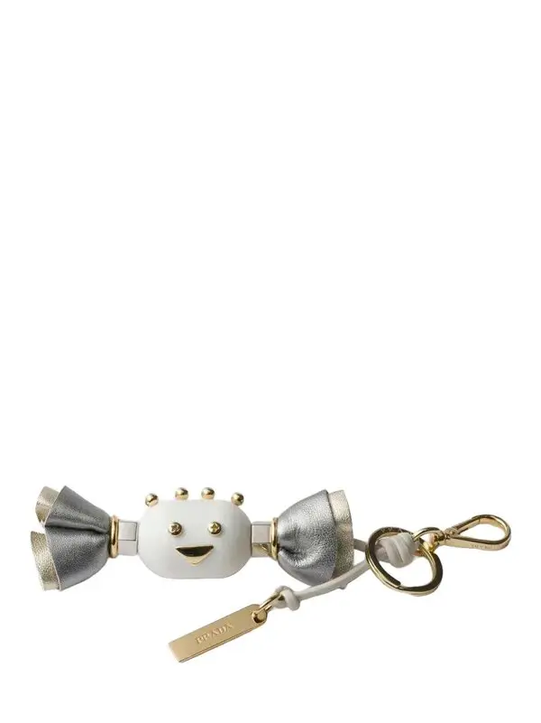 Prada Snap Hook Bow Charm Keyring - White