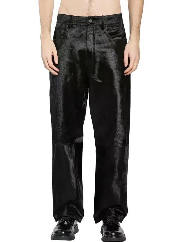 SUNFLOWER Wide Twist Leather Trousers - Black