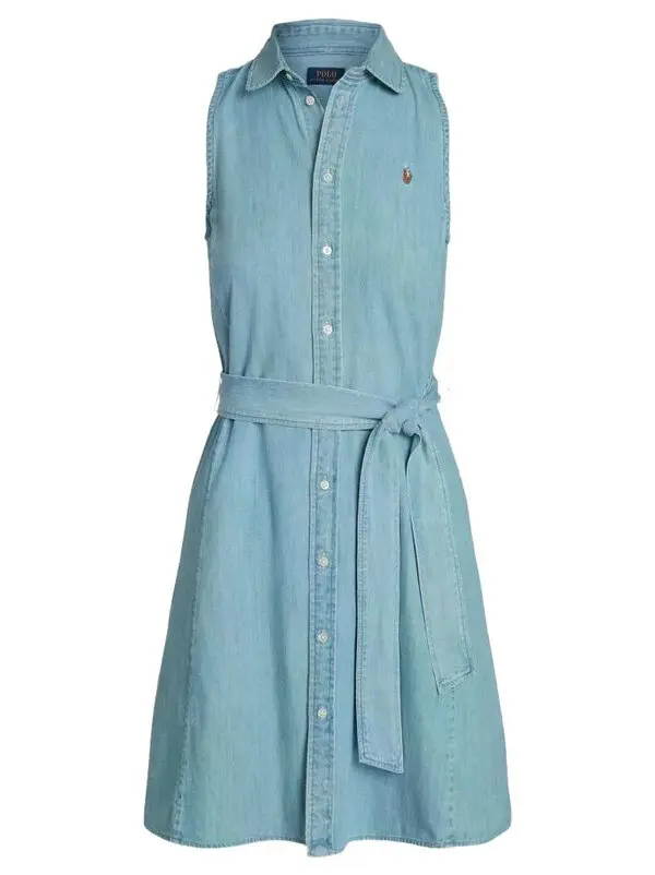 Polo Ralph Lauren Collared Belted Mini Dress - Blue