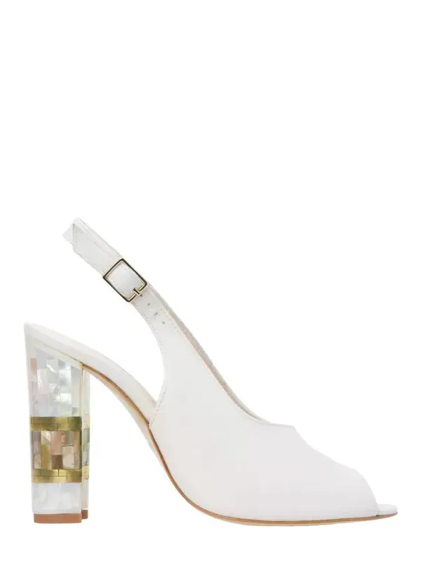FREYA ROSE Zara Peep-toe Pearl Sandals - White