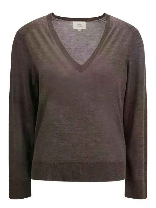 Loulou De Saison Julio V-neck Fine Knit Sweater - Brown
