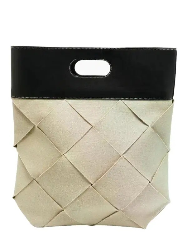 Bottega Veneta Canvas And Leather Tote Bag - Neutrals