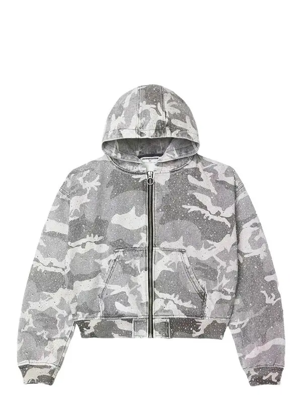 VALE FOREVER Crystal-embellished Camouflage Zip Jacket - Grey