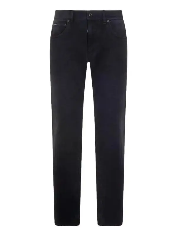 Dolce & Gabbana Logo-plaque Straight Leg Jeans - Black