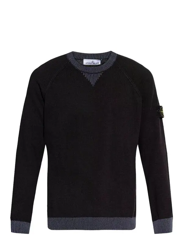 Stone Island Logo-patch Crew-neck Sweater - Black