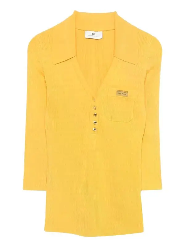 Elisabetta Franchi Pocket Polo Top - Yellow
