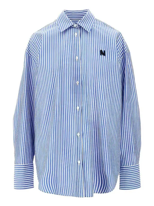 MSGM Striped Logo Shirt - Blue