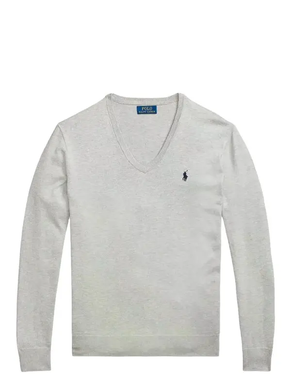 Polo Ralph Lauren Logo-embroidered V-neck Sweater - Grey