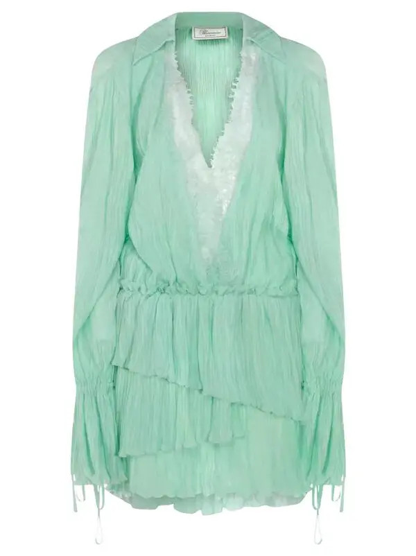 Blumarine Long-sleeve Ruffled Dress - Green