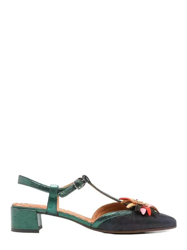 Chie Mihara Floral-embellished Heeled Pumps - Green
