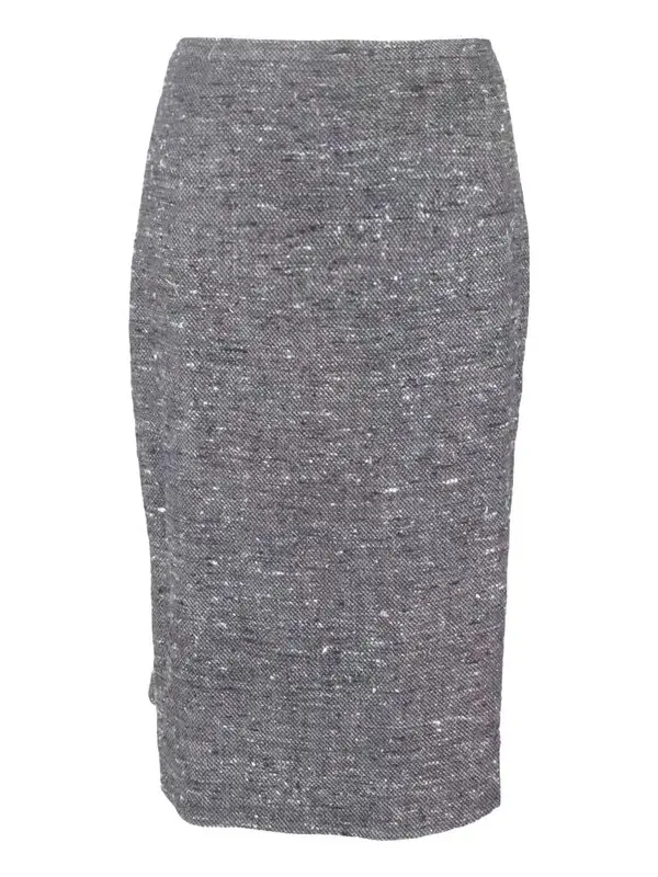 Max Mara Tweed Pencil Midi Skirt - Grey
