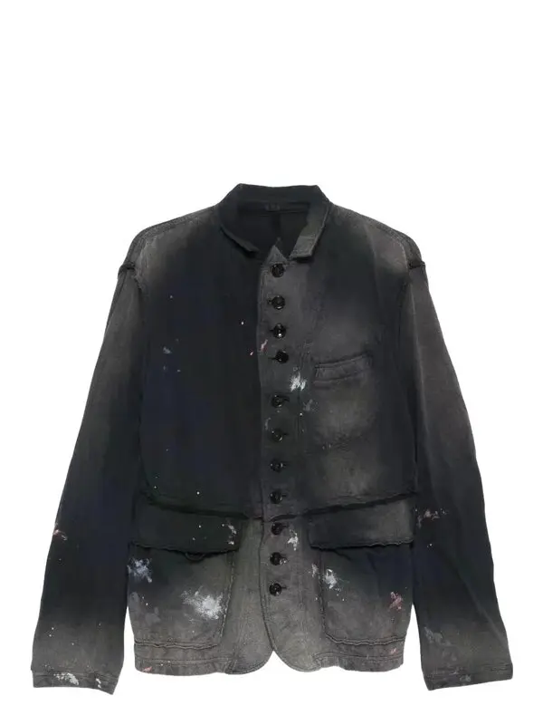 KHOKI Button Distressed Jacket - Black