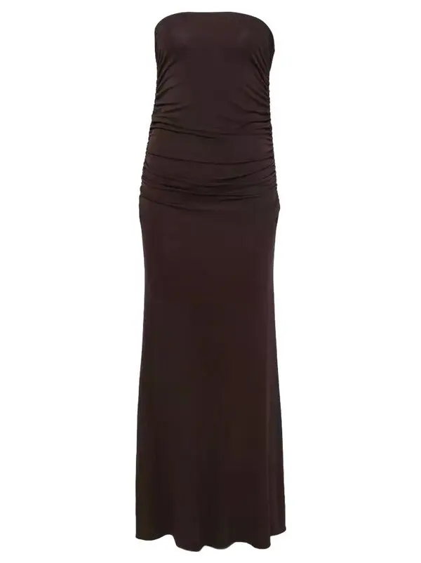 Elisabetta Franchi Ruched Midi Dress - Brown