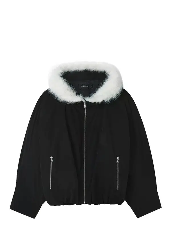 TOUT A COUP Faux-fur Trimmed Hooded Jacket - Black
