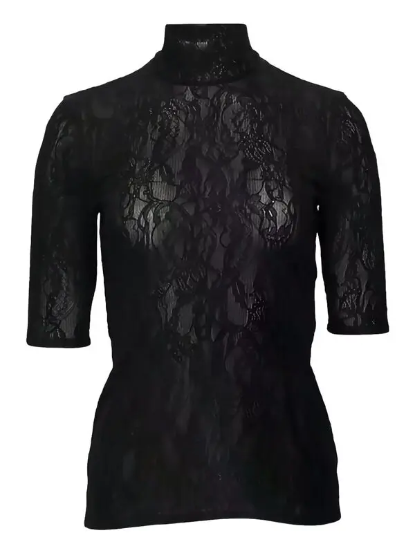 Stella McCartney Lace Turtleneck Top - Black