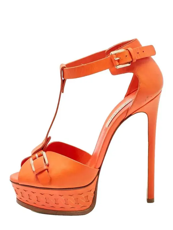 Casadei Platform Leather Sandals - Orange