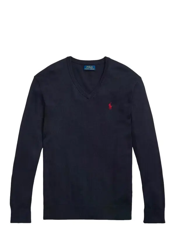 Polo Ralph Lauren V-neck Sweater With Logo - Blue
