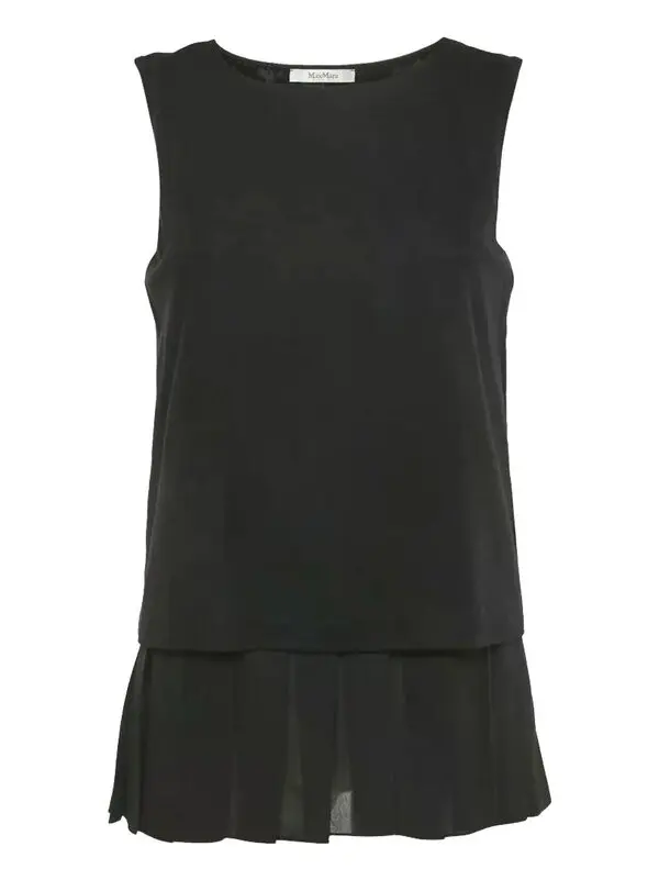 Max Mara Pleated Hem Top - Black