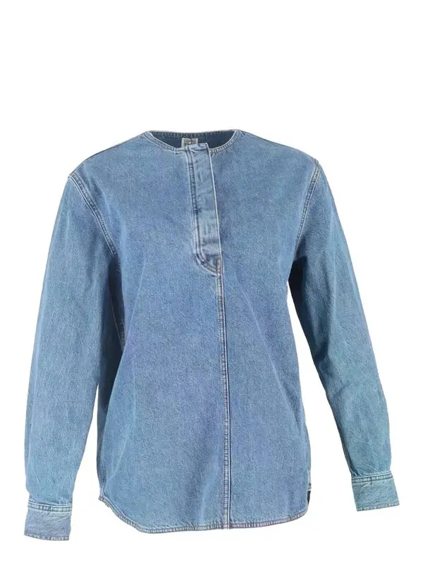 TOTEME Collarless Denim Blouse - Blue