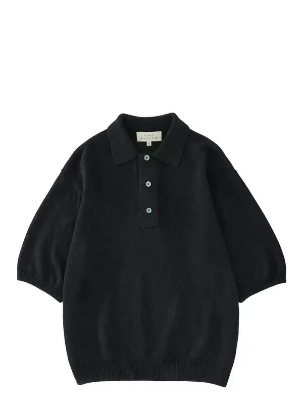 Studio Nicholson Oversized Knit Swing Polo - Black