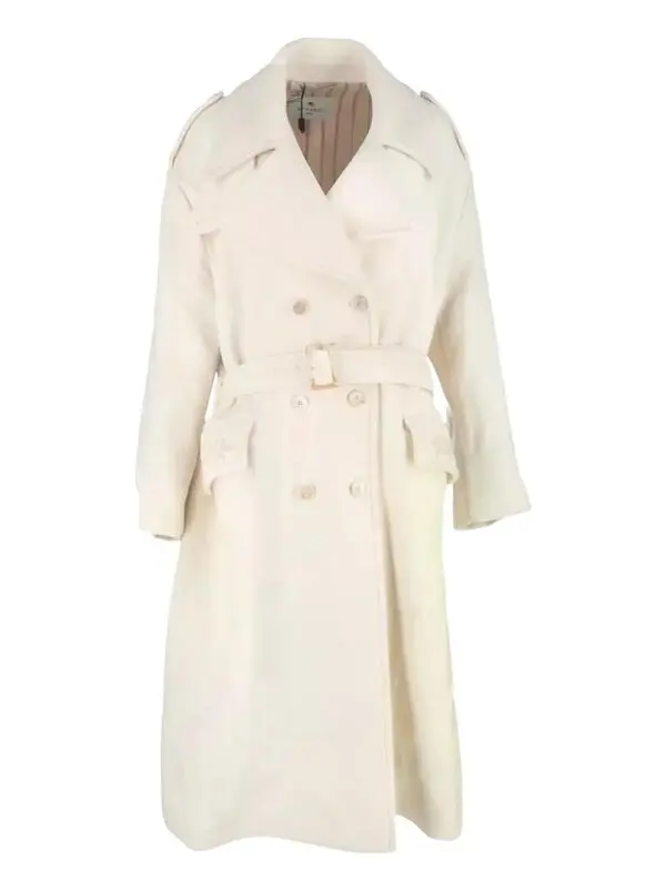 Etro Double-breasted Belted Coat - White