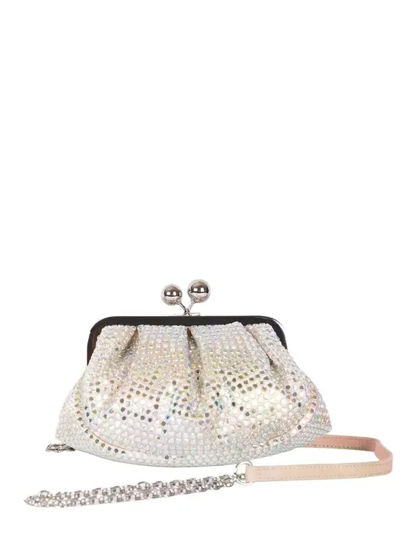 Max Mara Small Pasticcino Embellished Kisslock Clutch Bag - White