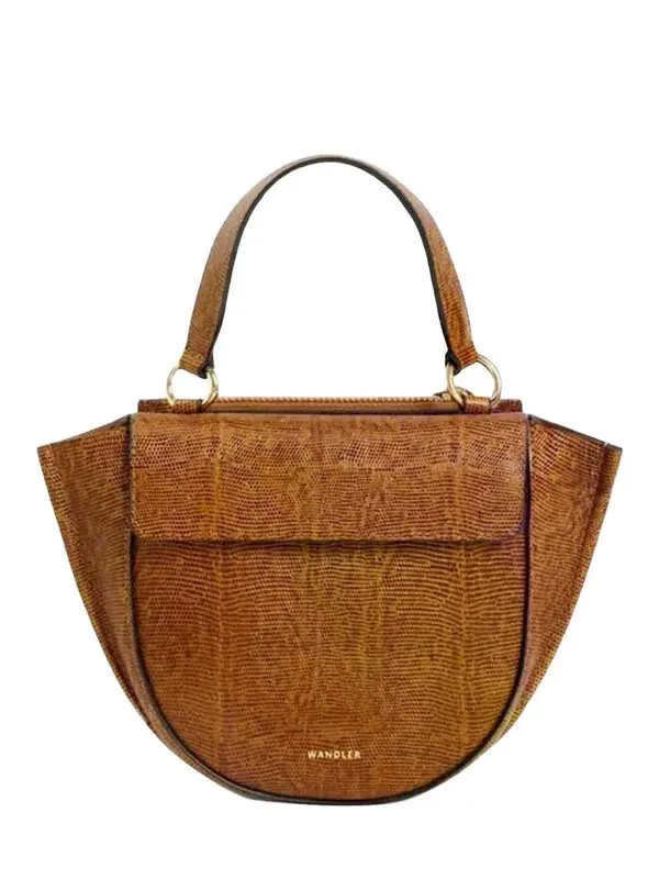 WANDLER Hortensia Lizard-effect Satchel - Brown