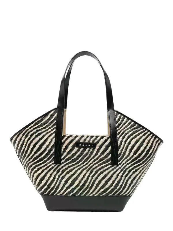 Marni Zebra-stripe Tote Bag - Black