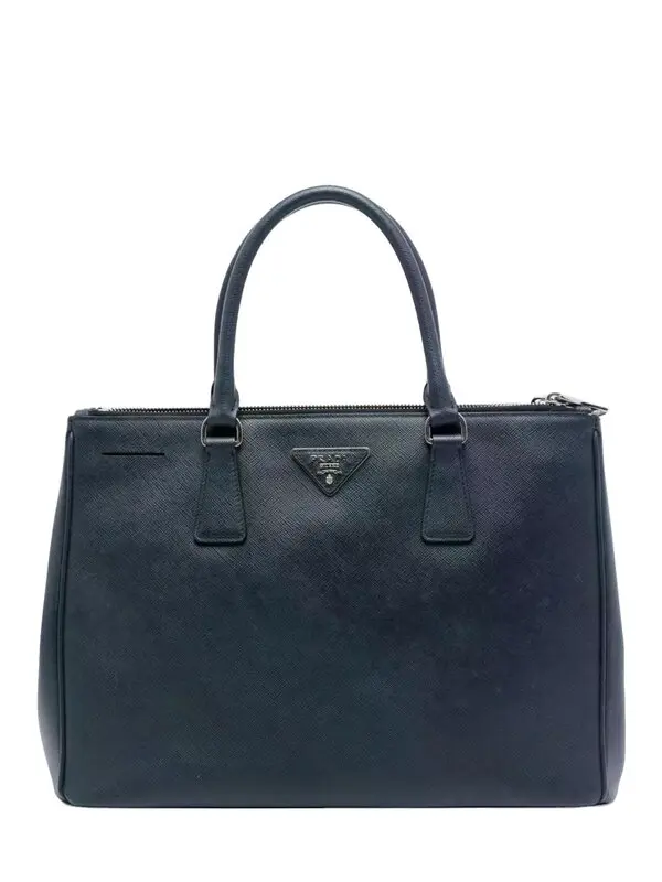 Prada Saffiano Lux Galleria Double Zip Satchel - Blue